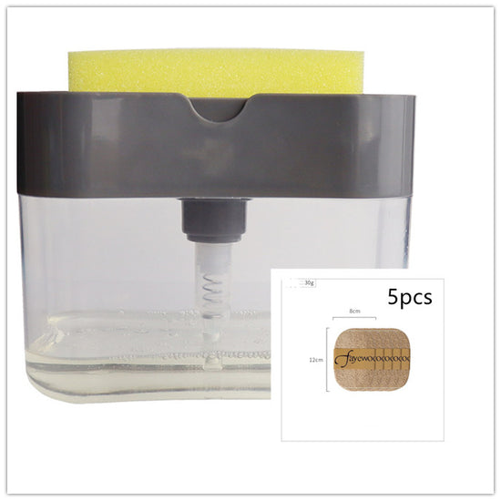 2-in-1 Soap Dispenser Sponge Caddy Push-type Liquid Box Detergent Auto ...